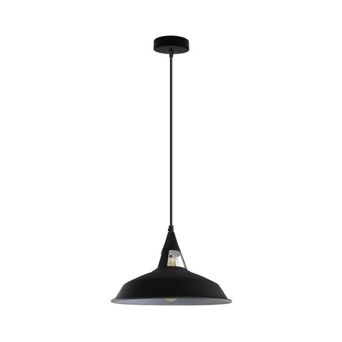 Black (White Inner) Barn Style Industrial Pendant Light - Without Chai ...