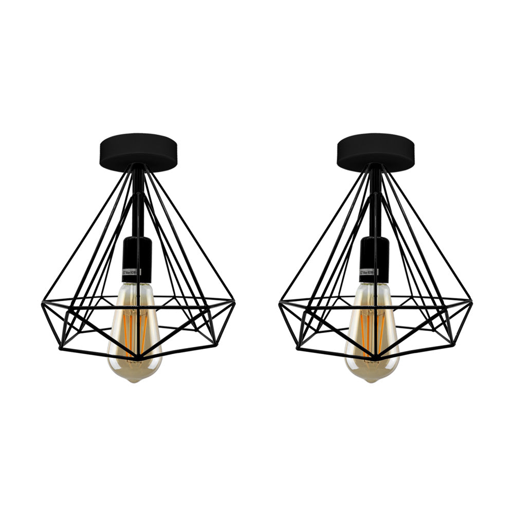 Black Diamond Cage Ceiling Lights - 2 Pack – Home Industrial Lighting