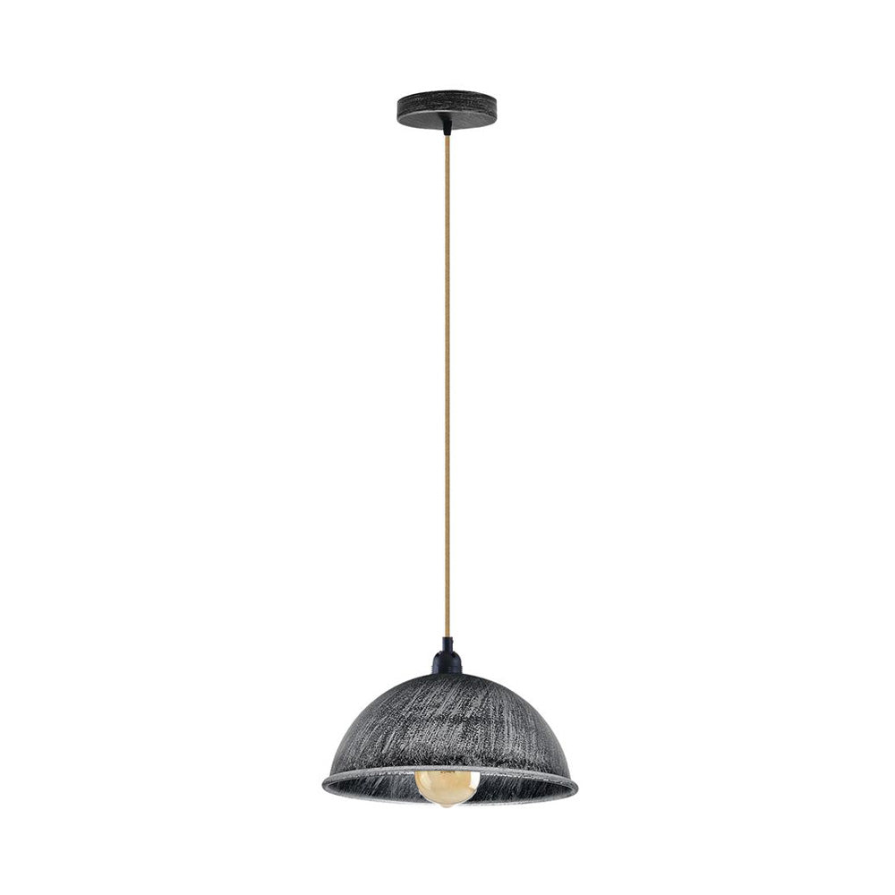 Brushed Silver Small Dome Pendant Light – Home Industrial Lighting