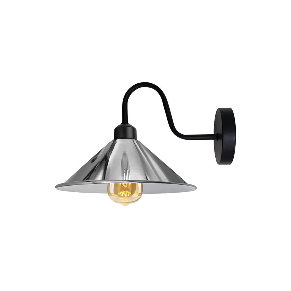 Chrome Cone Retro Swan Neck Wall Light - With Bulb – Home Industrial ...