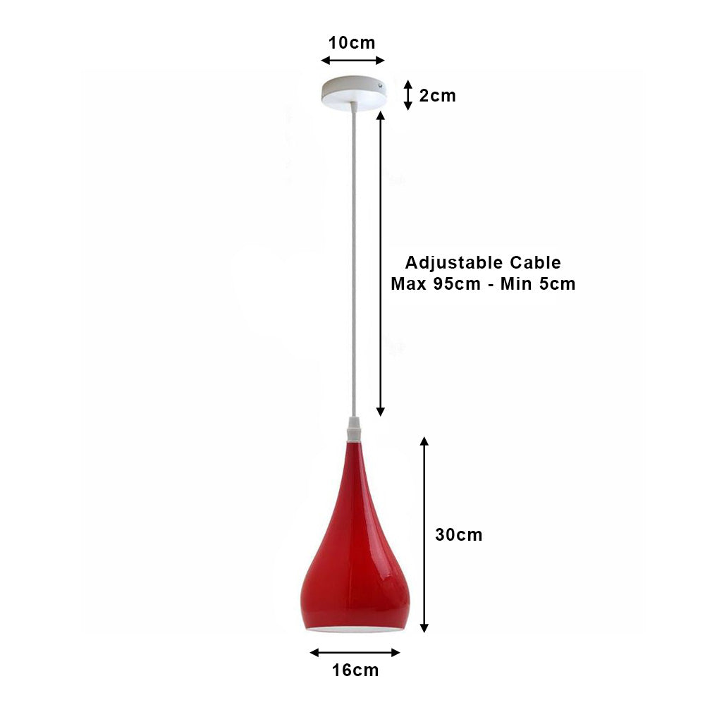 Red & White Teardrop Pendant Light – Home Industrial Lighting