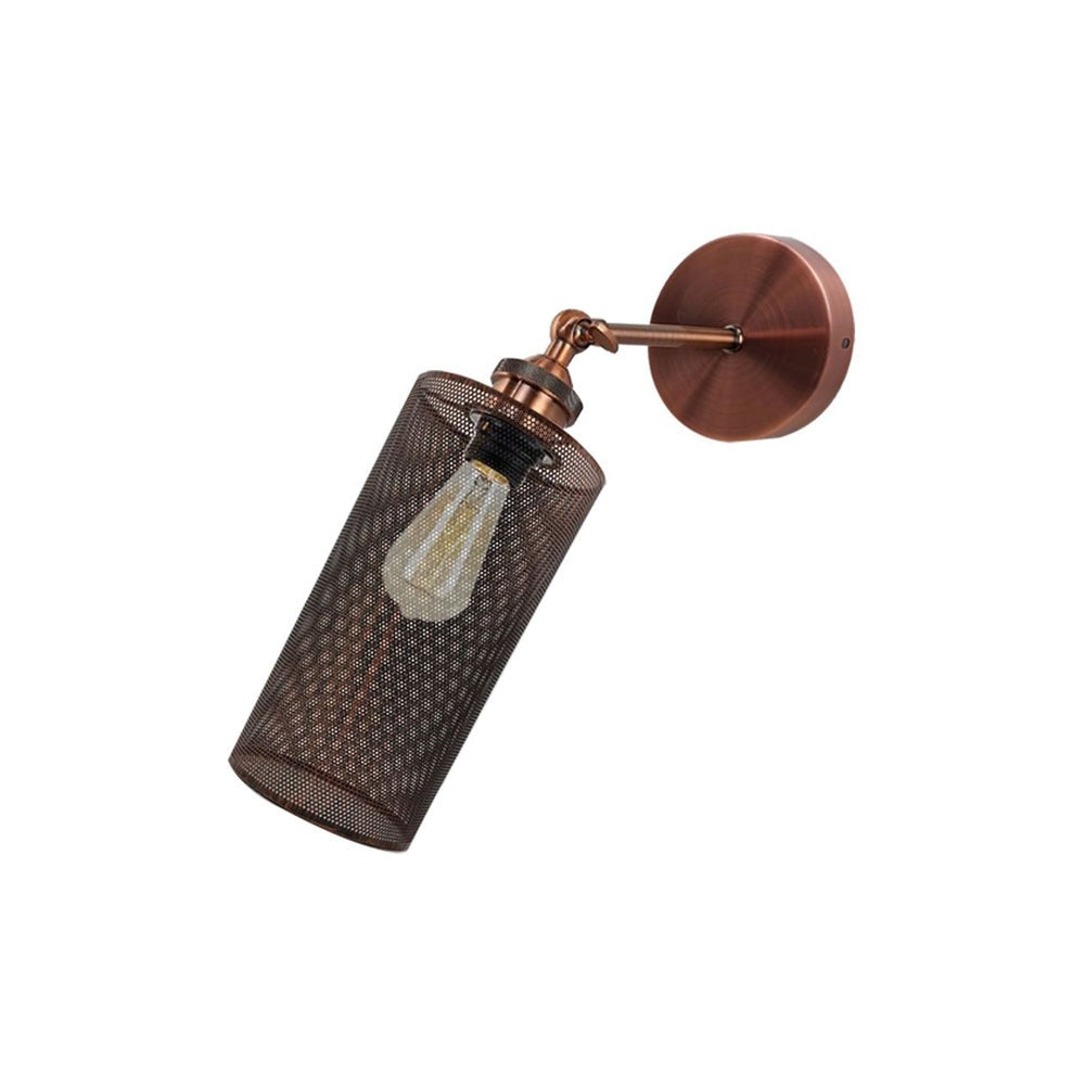 Rustic Red Cage Cylinder Wall Light – Home Industrial Lighting