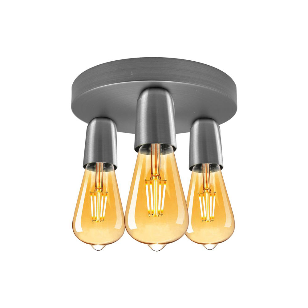 Satin Nickel Flush Ceiling Light - Without Bulbs – Home Industrial Lighting