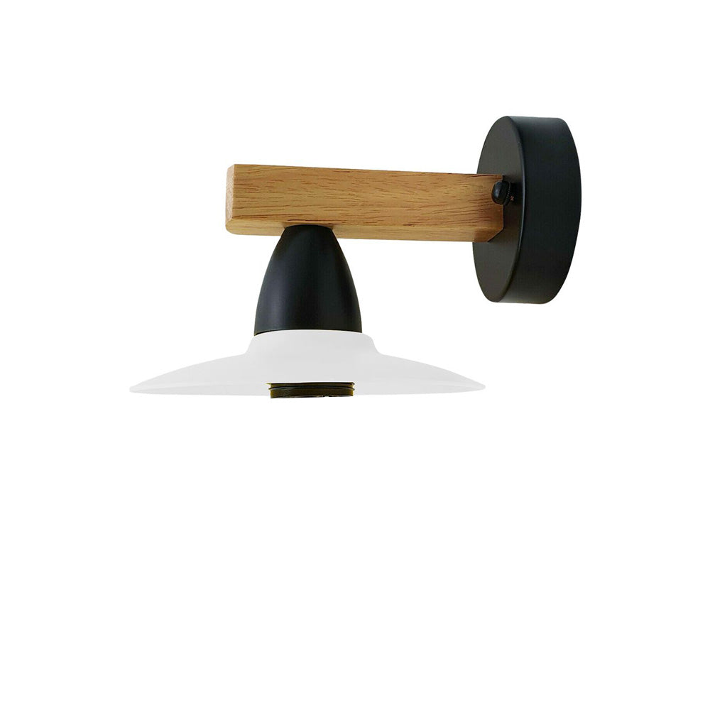 Wooden Wall Light & White Shade - Without Bulb – Home Industrial Lighting