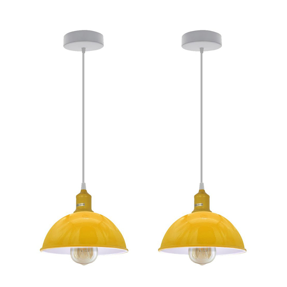 Yellow Small Dome Pendant Lights - With Bulbs - 2 Pack – Home ...