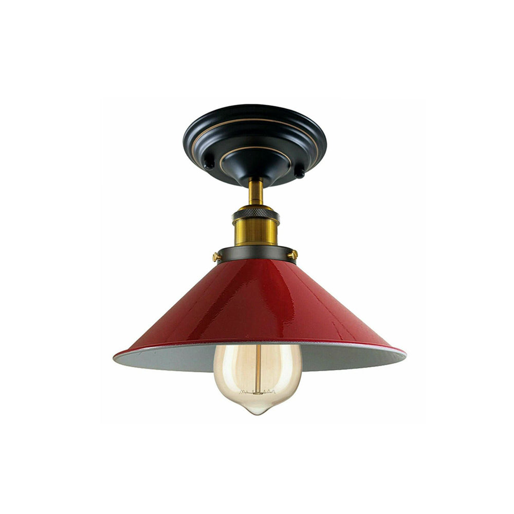 Red Cone Vintage Style Ceiling Light - Flush Mounted – Home Industrial ...