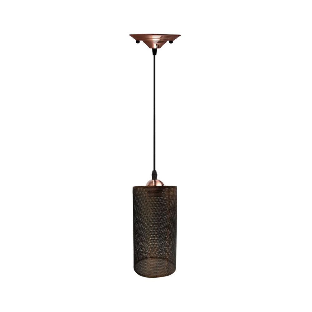 Rustic Red Cage Cylinder Pendant Light – Home Industrial Lighting