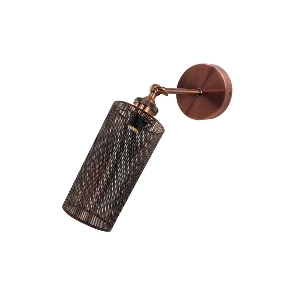Rustic Red Cage Cylinder Wall Light – Home Industrial Lighting